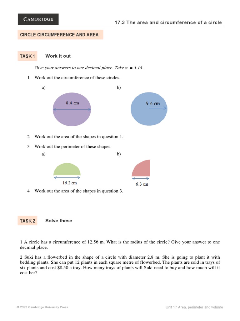Circle Circumference and Area | PDF