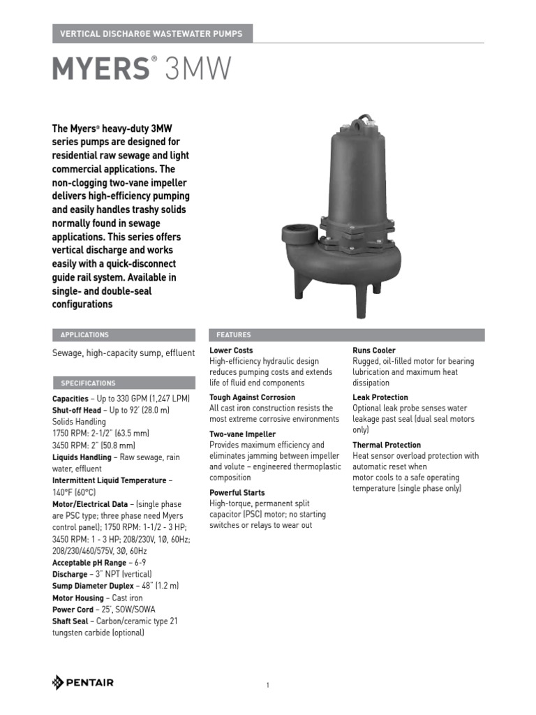 3mw Performance Data Myers | PDF | Electric Motor | Pump