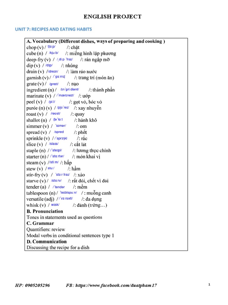 Unit 7 Recipes and Eating Habits | PDF