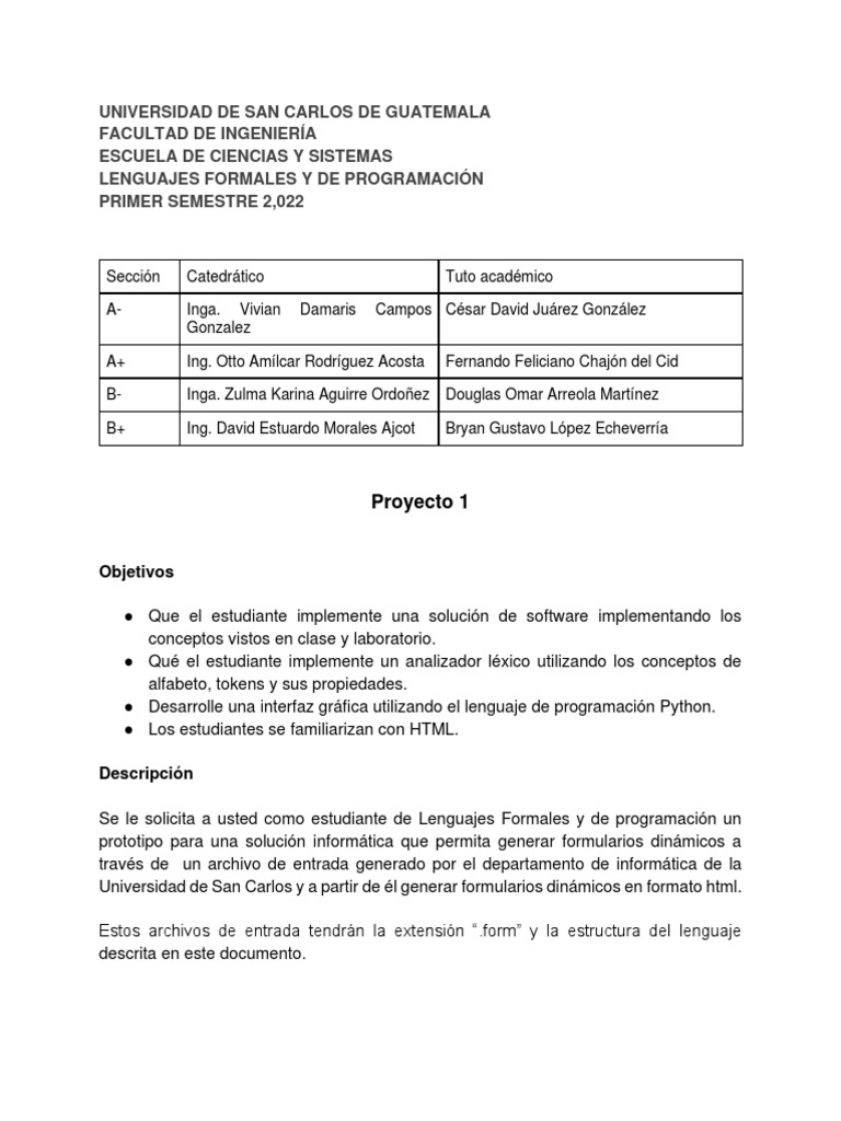 (LFP) Proyecto1 | PDF | Lenguaje de programación | HTML