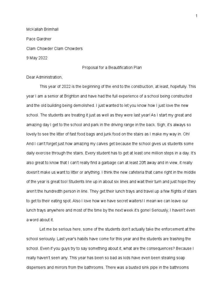 Proposal For Beautification Plan | PDF