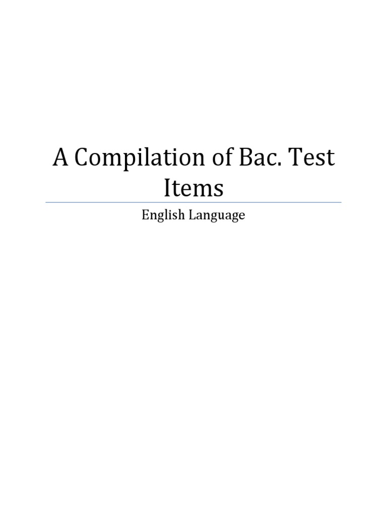 A Compilation of Bac Test Items 2 | PDF | Test (Assessment ...