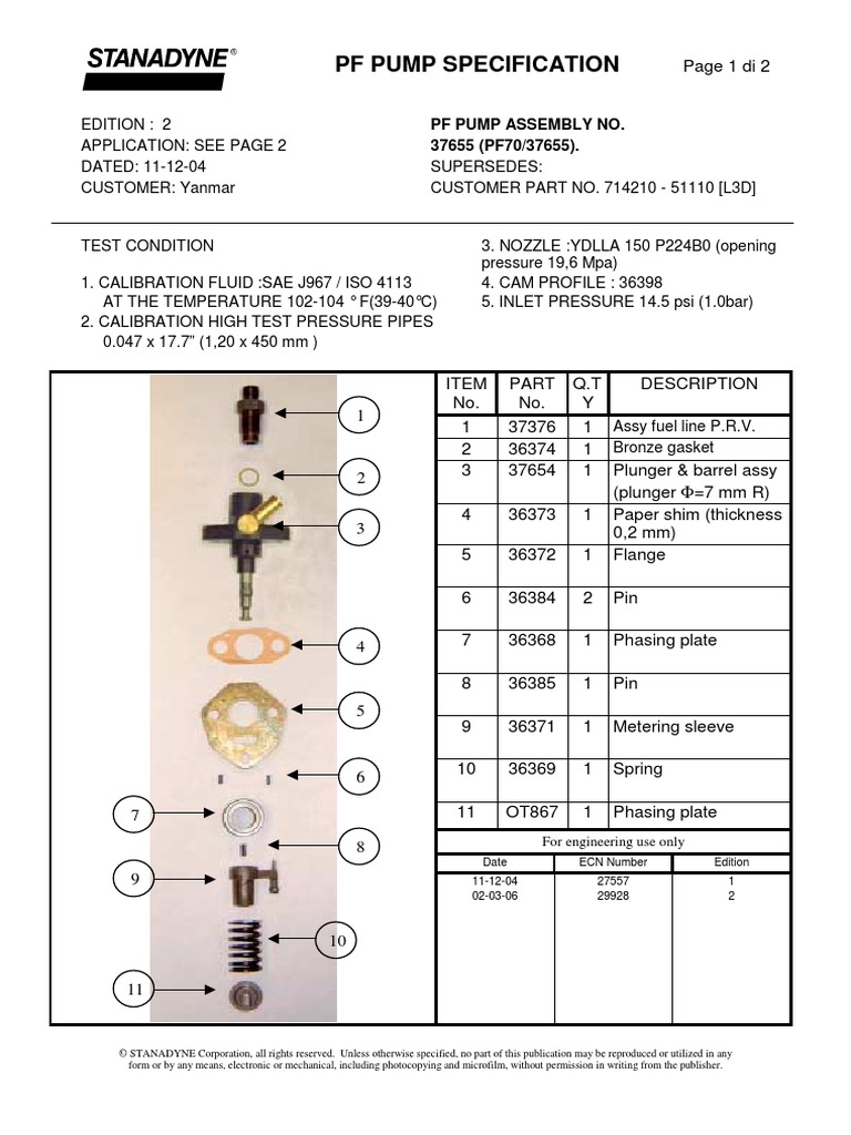PF Pump Specification | PDF | Pump | Mechanical Engineering