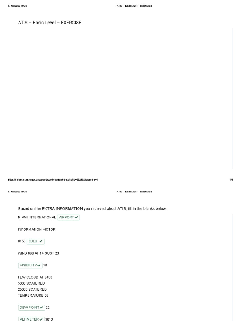 ATIS - Basic Level - EXERCISE | PDF