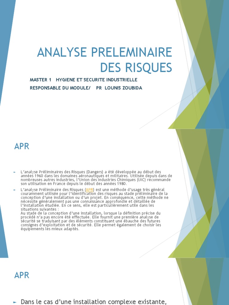 2 - ANALYSE PRELEMINAIRE DES RISQUES Cours 2 | PDF | Risque | Sécurité