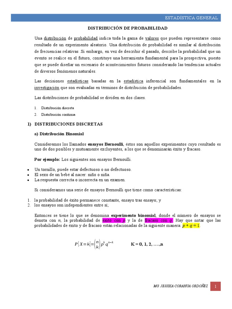 Distribucion de Probabilidad Binomial. EG | PDF | Probabilidad | Distribución de probabilidad