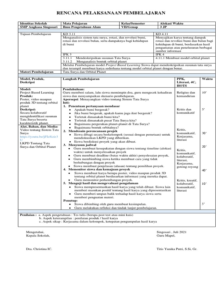 RPP Berdiferensiasi | PDF
