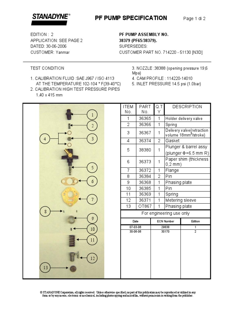 PF Pump Specification | PDF | Pump | Hydraulics