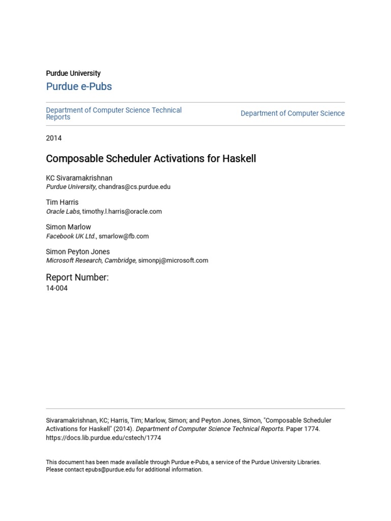 Composable Scheduler Activations For Haskell | PDF | Thread (Computing) | Scheduling (Computing)