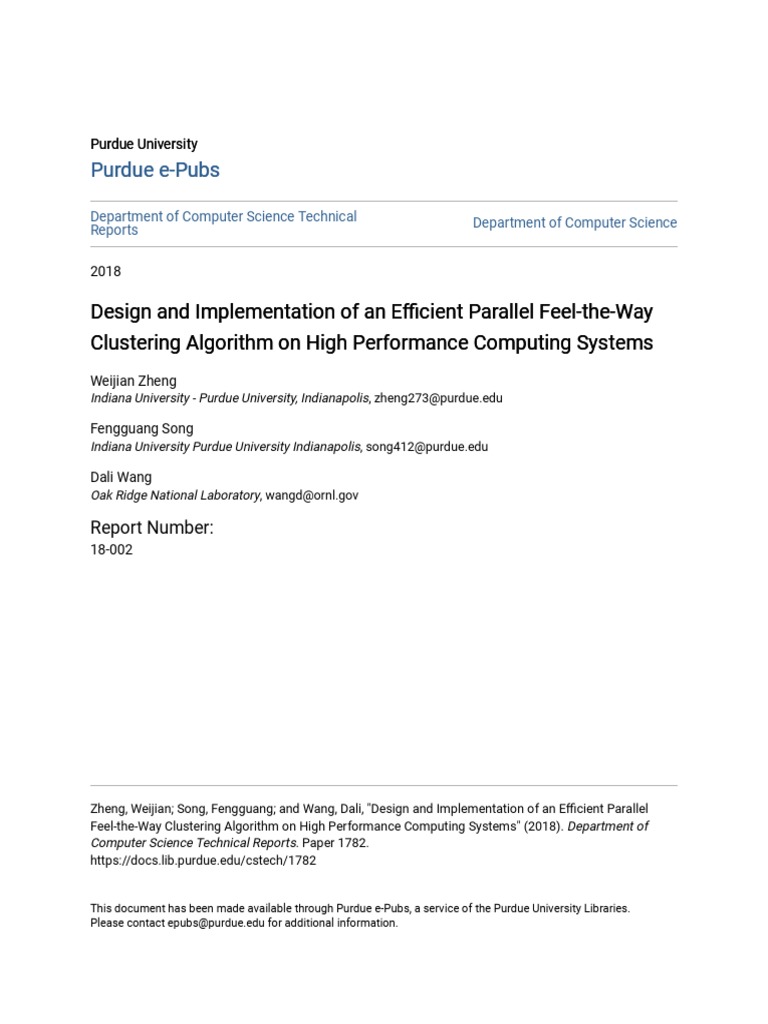 Design and Implementation of An Efficient Parallel Feel-the-Way C | PDF | Cluster Analysis ...