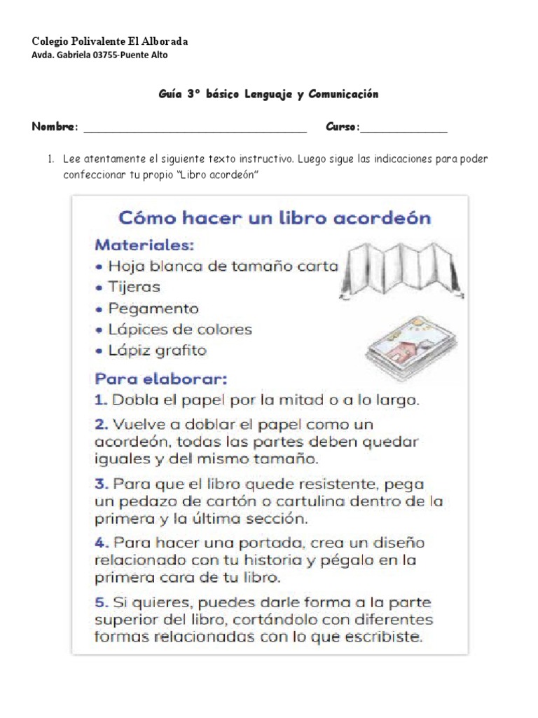 Guía 3° Cómo Hacer Un Libro Acordeón | PDF