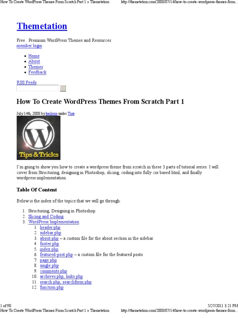 (How To Create WordPress Themes From Scratch Part 1 | PDF | Word Press | Web Development
