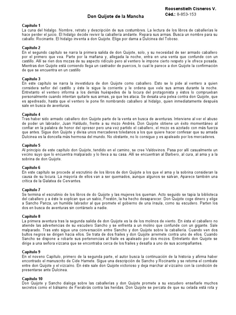 Lectura Literaria Don Quijote de La Mancha | PDF | Don Quijote | Personas