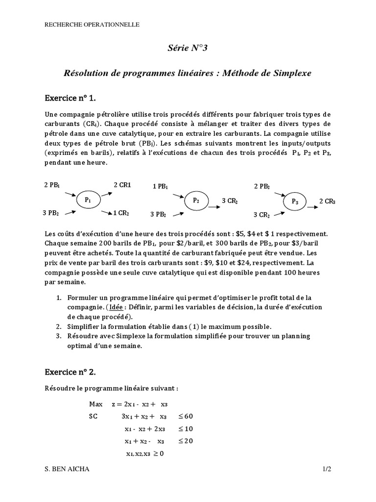 TD 2 Simplexe | PDF | Pétrole | Optimisation mathématique