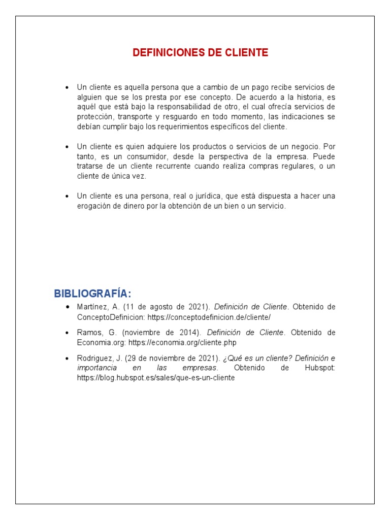 Definiciones de Cliente | PDF