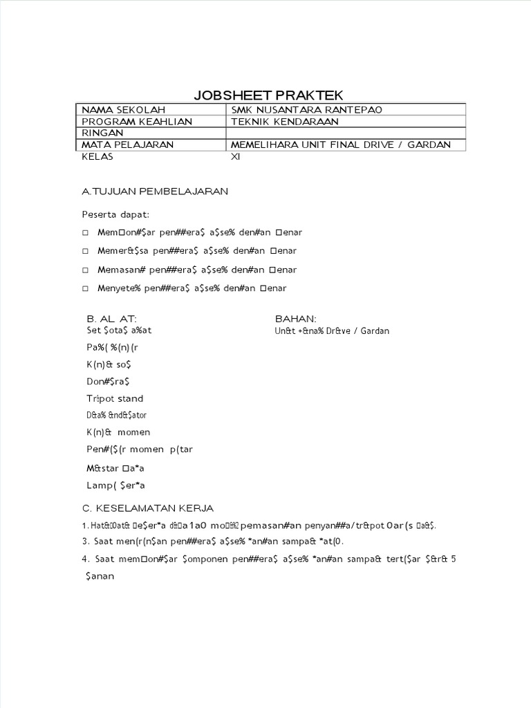 Jobsheet-Gardan | PDF