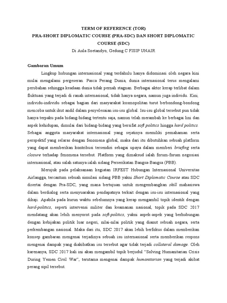 Term of Reference SDC | PDF | Karier & Perkembangan | Kajian Bahasa Asing