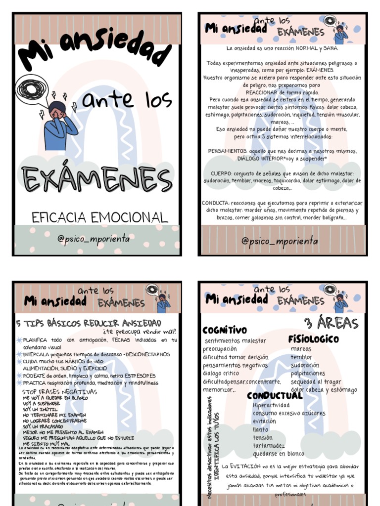 Tarjetas Ansiedad Exámenes | PDF | Ansiedad | Prueba (evaluación)