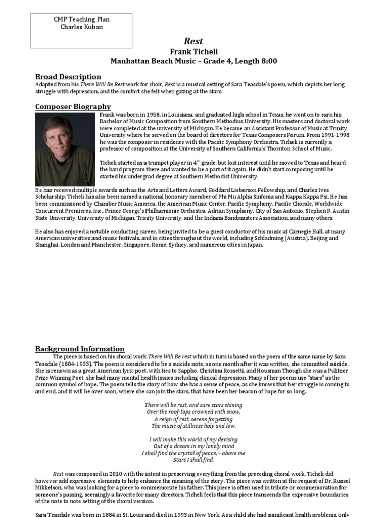 Frank Ticheli Manhattan Beach Music - Grade 4, Length 8:00 Broad ...