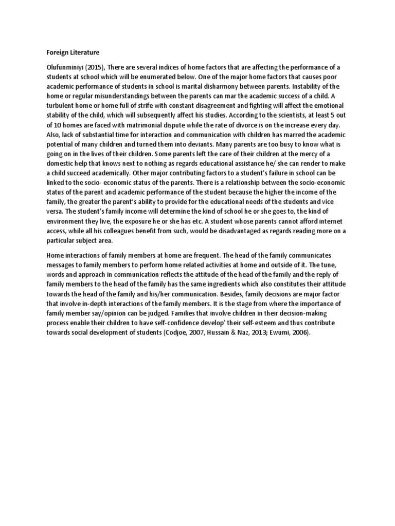 RRL Foreign Literature | PDF | Self Esteem | Psychological Concepts