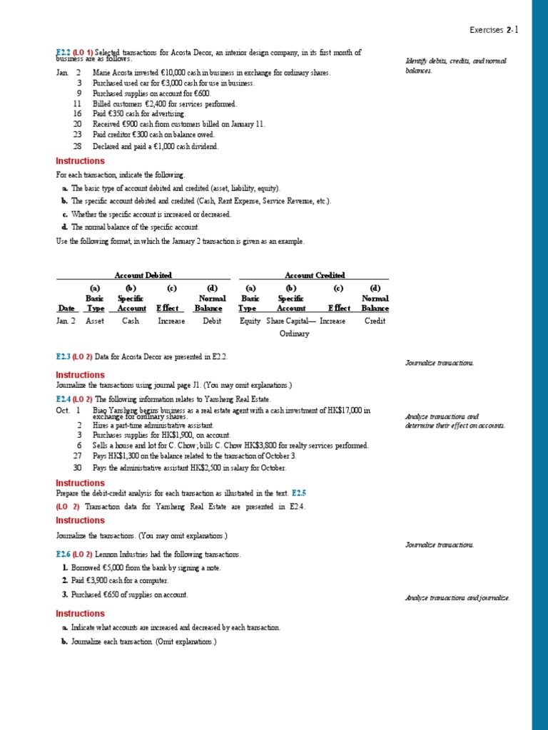 Exercise - Chapter 2 | PDF | Debits And Credits | Financial Accounting