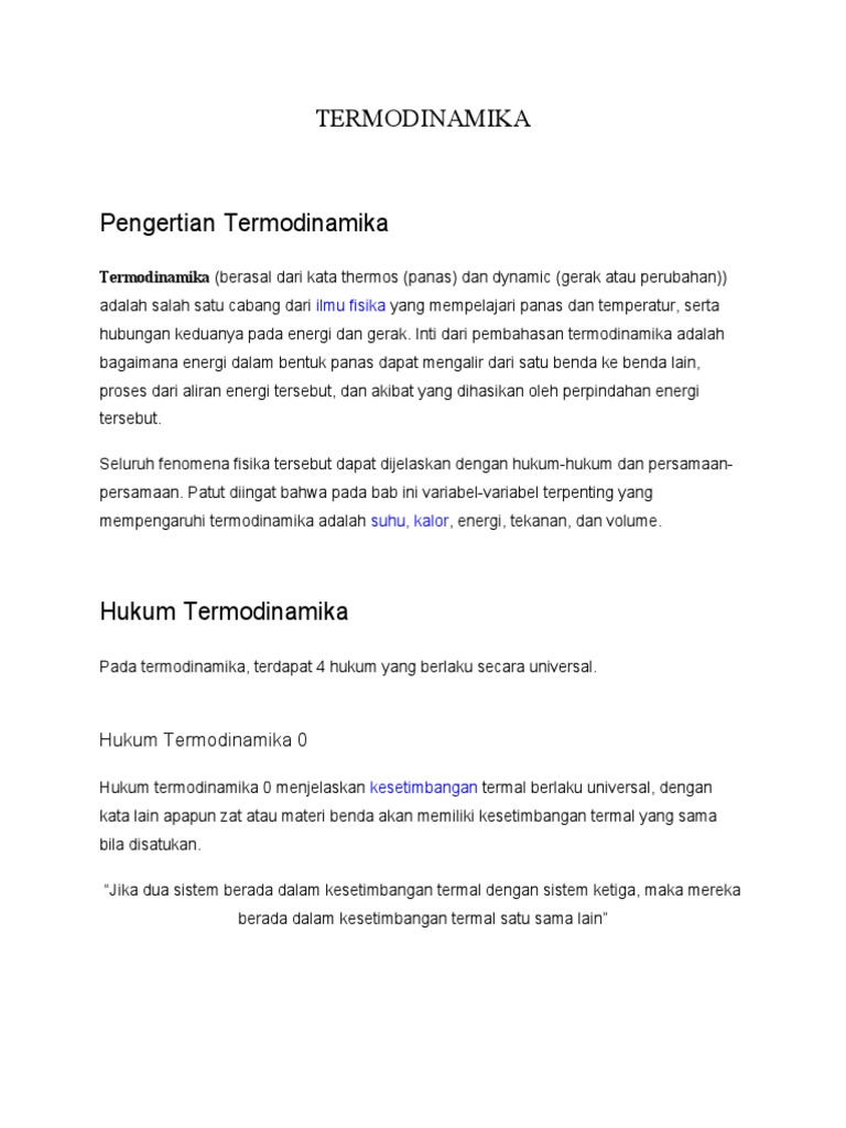 Materi Termodinamika | PDF