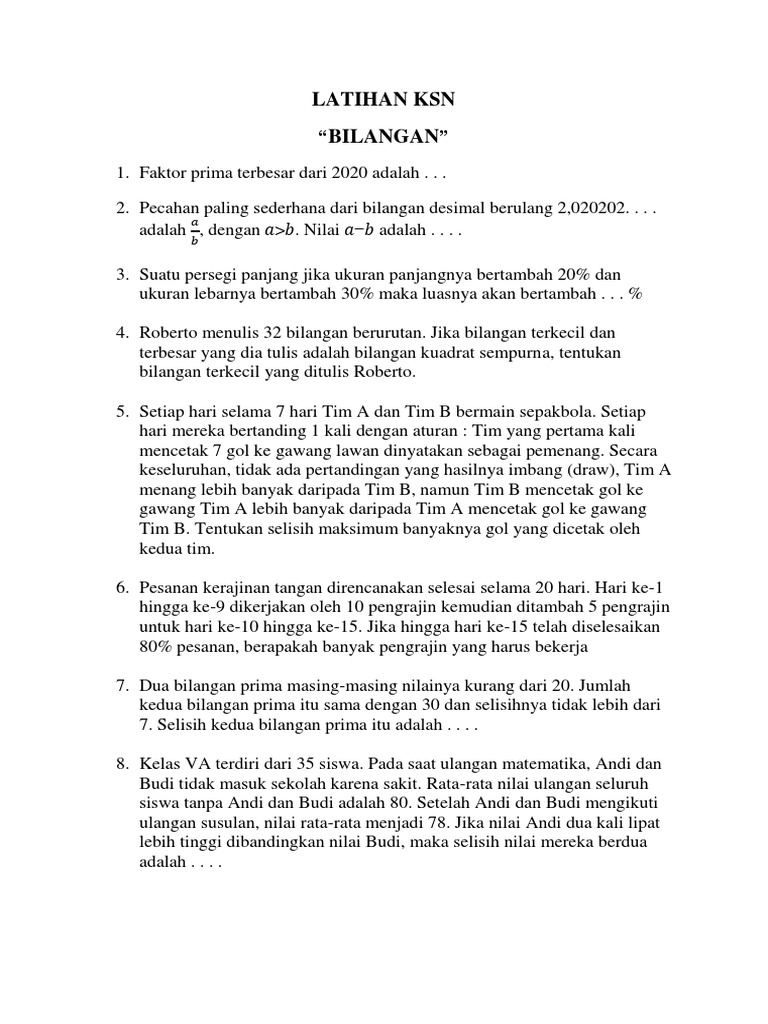 Latihan KSN 2 | PDF