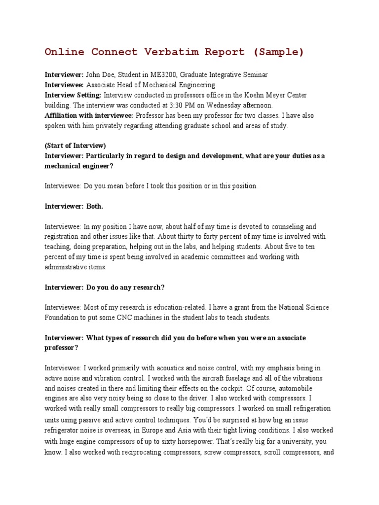 Online Connect Verbatim Report (Sample) | PDF | Quality Management