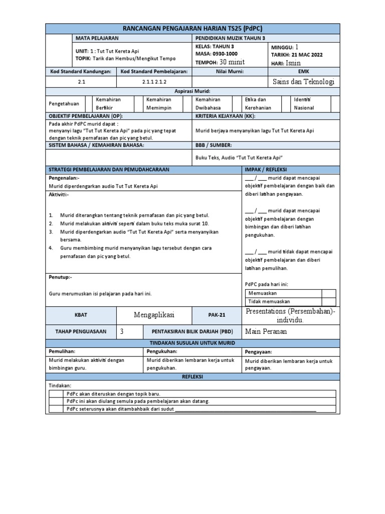 RPH Muzik Tahun 3 Dan 4 | PDF | Karier & Perkembangan