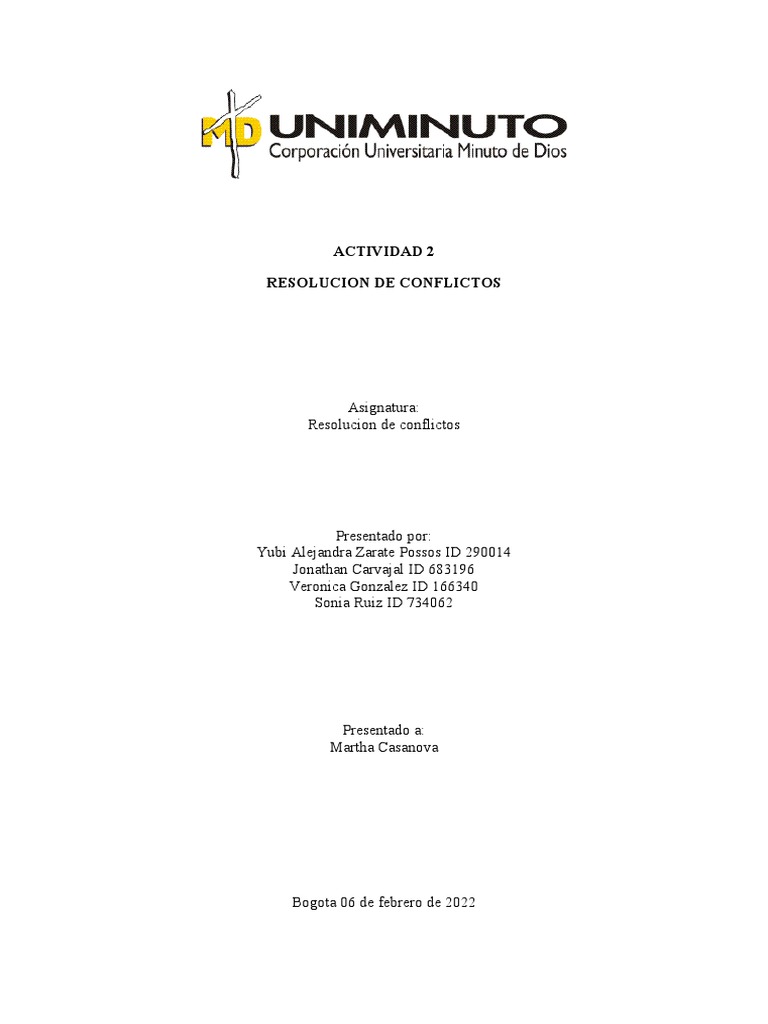 Actividad 2 Resolucion de Conflictos | PDF