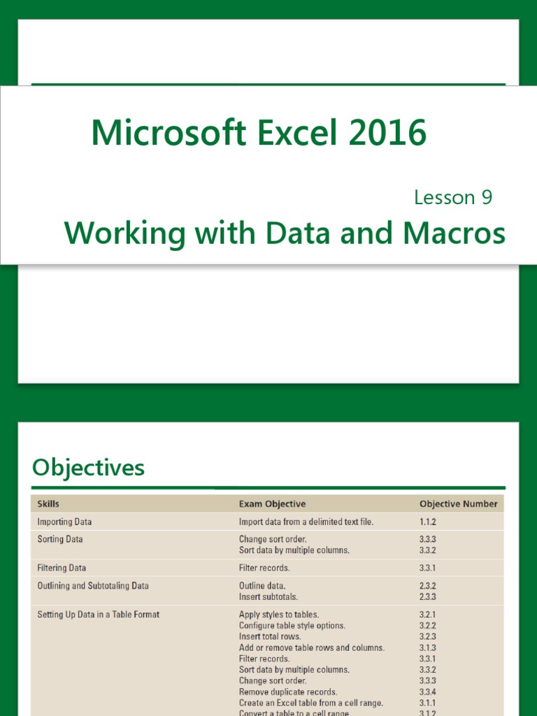Excel Core 2016 Lesson 09 | PDF | Microsoft Excel | Computer File