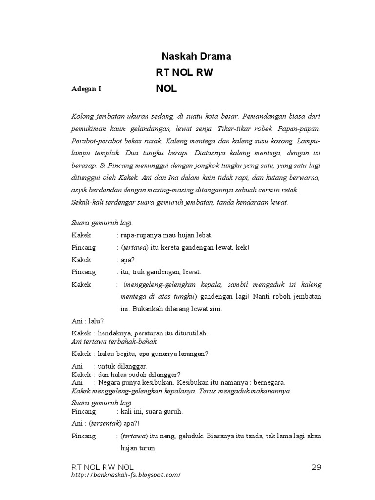 Toaz - Info Naskah Drama RT Nol RW Nol Iwan Simatupang PR | PDF