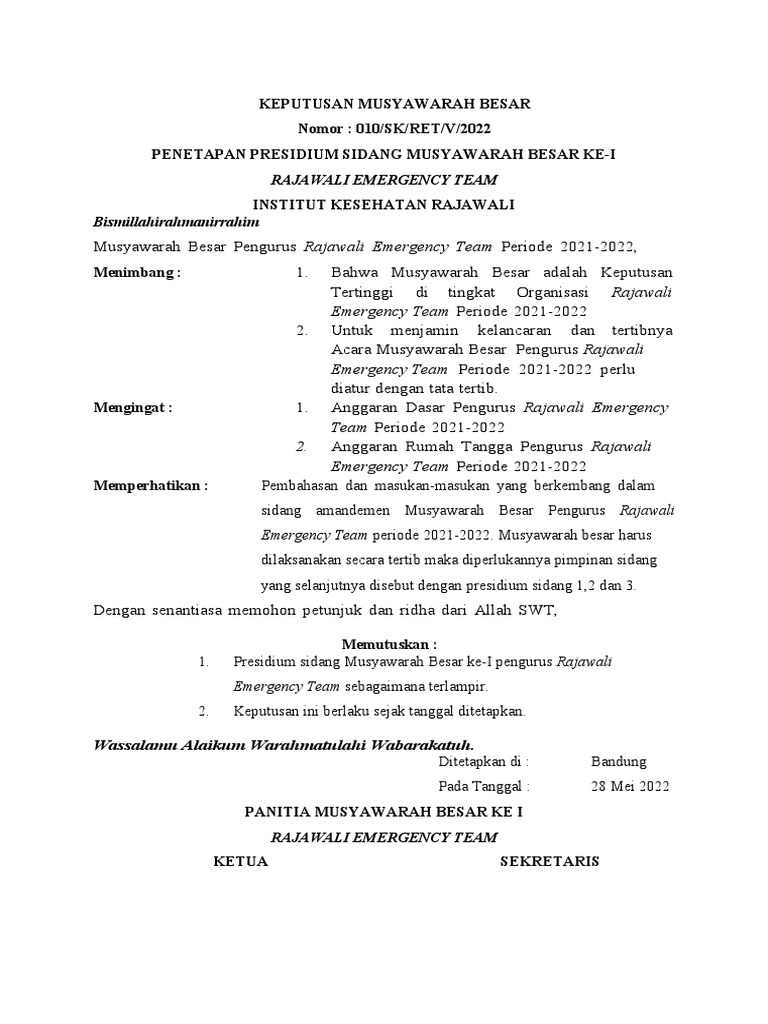 010.Sk - Penetapan Presidium 1 | PDF