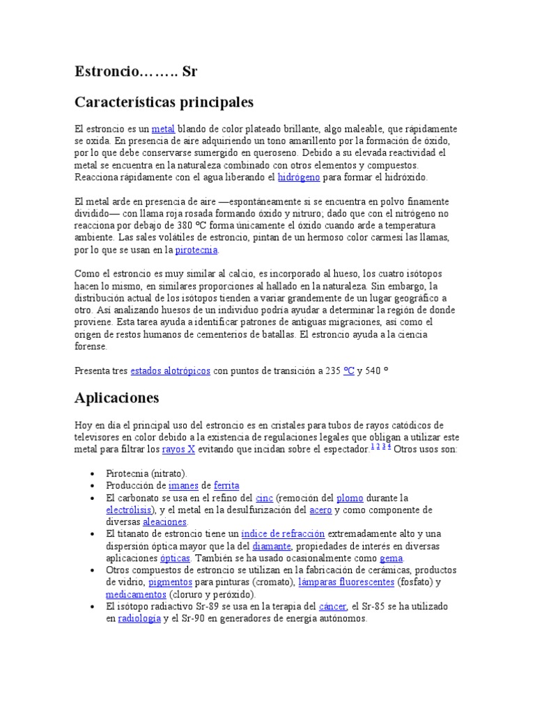 Estroncio Usos | Química | Materiales Estroncio Usos | Química | Materiales