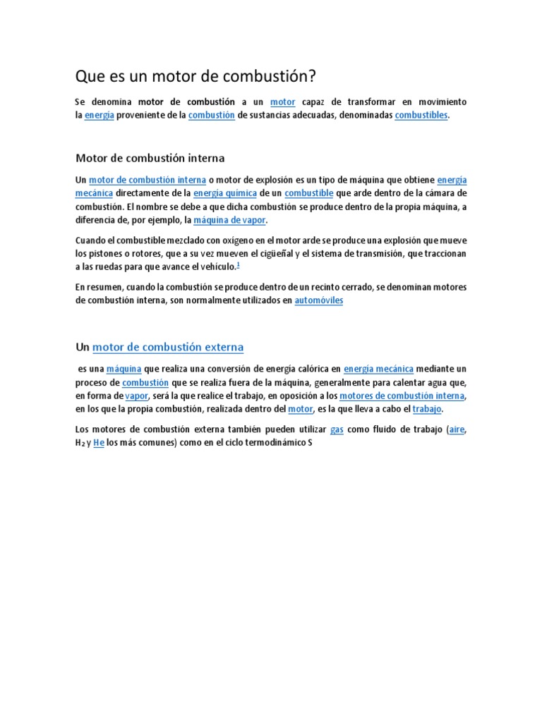 Definición de motor de combustión interna | PDF | Motor de combustión ...