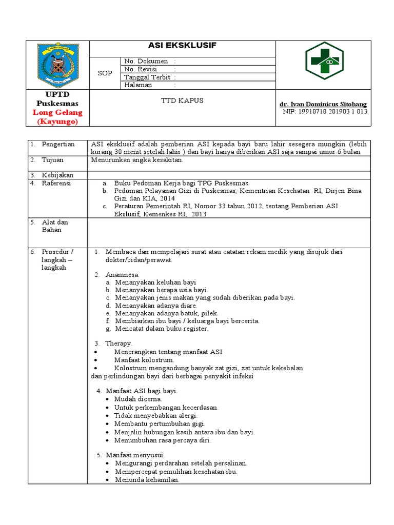 Sop Asi Eksklusif 2 | PDF