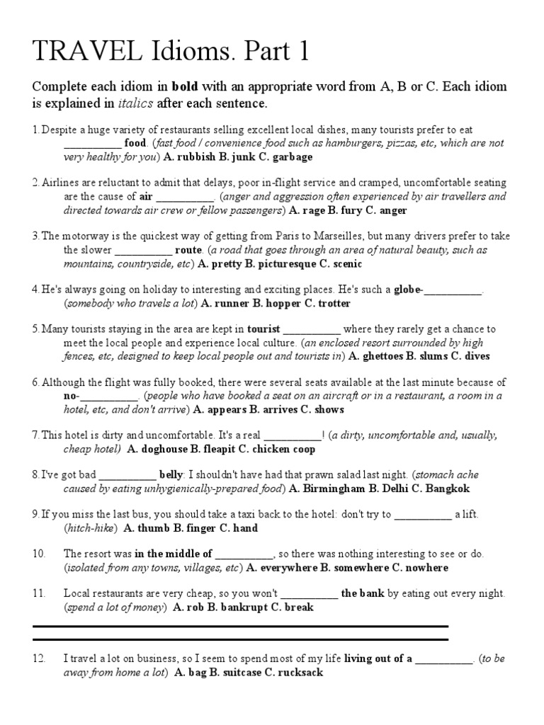Travel Idioms | PDF