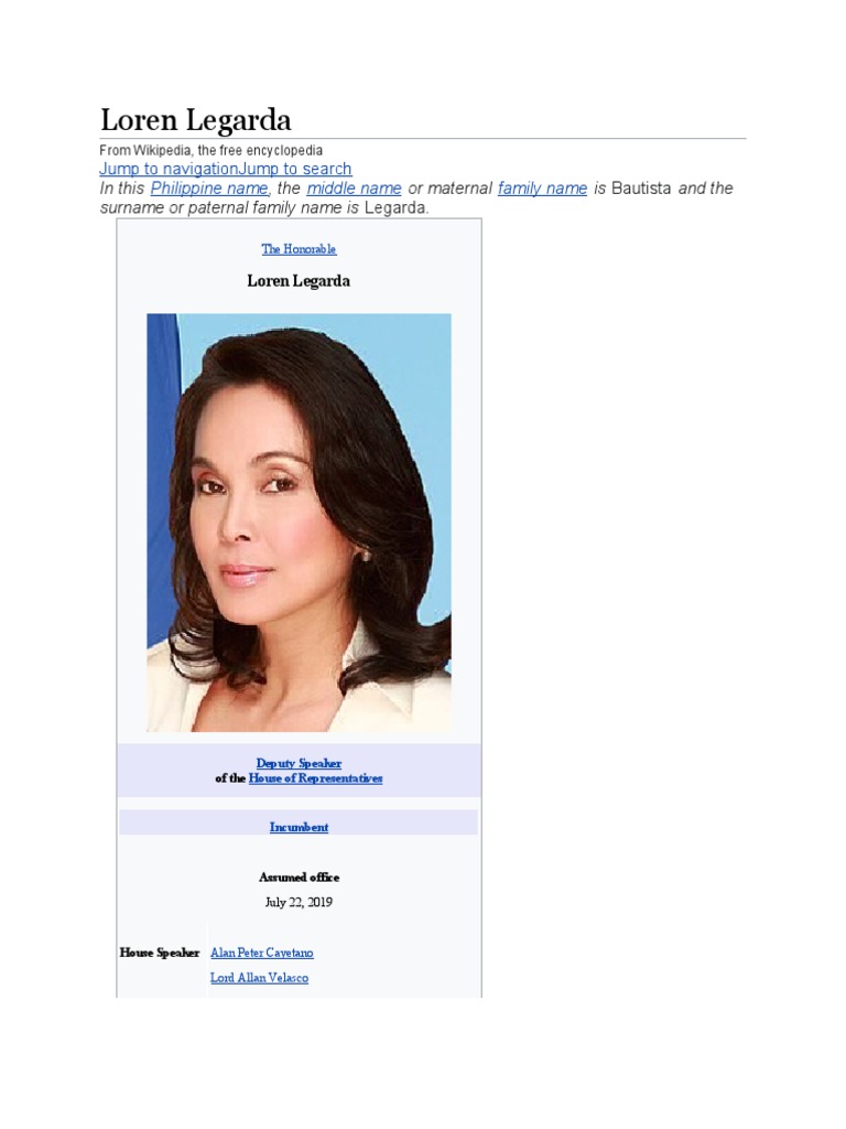 Loren Legarda: Philippine Name Middle Name Family Name | PDF | Philippines