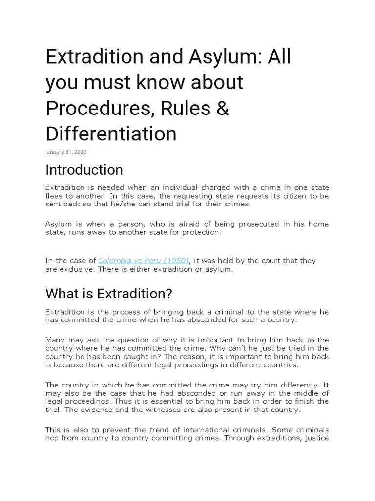 Extradition and Asylum | PDF | Extradition | Asylum Seeker