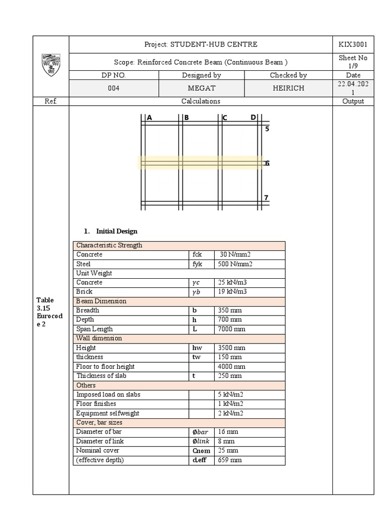Design of Continuous Beam - Latest | PDF | Beam (Structure) | Bending