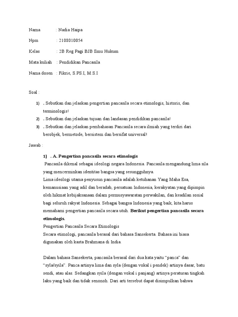 Tugas P.pancasila Nadia Haipa Semester 2 | PDF