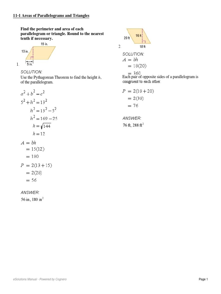 Esolutions Manual - Powered by Cognero | PDF | Area | Triangle
