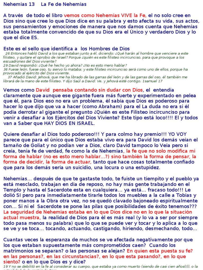 Nehemías 13 | PDF | David | Fe