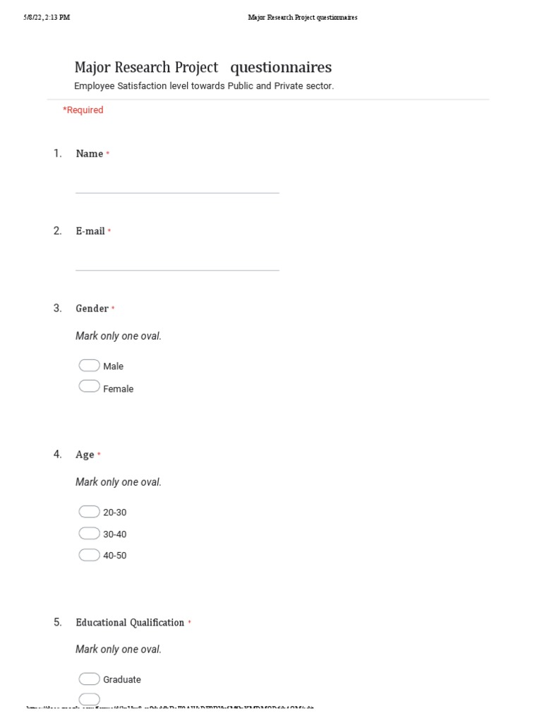 Major Research Project - Google Forms | PDF | Cognition | Employment