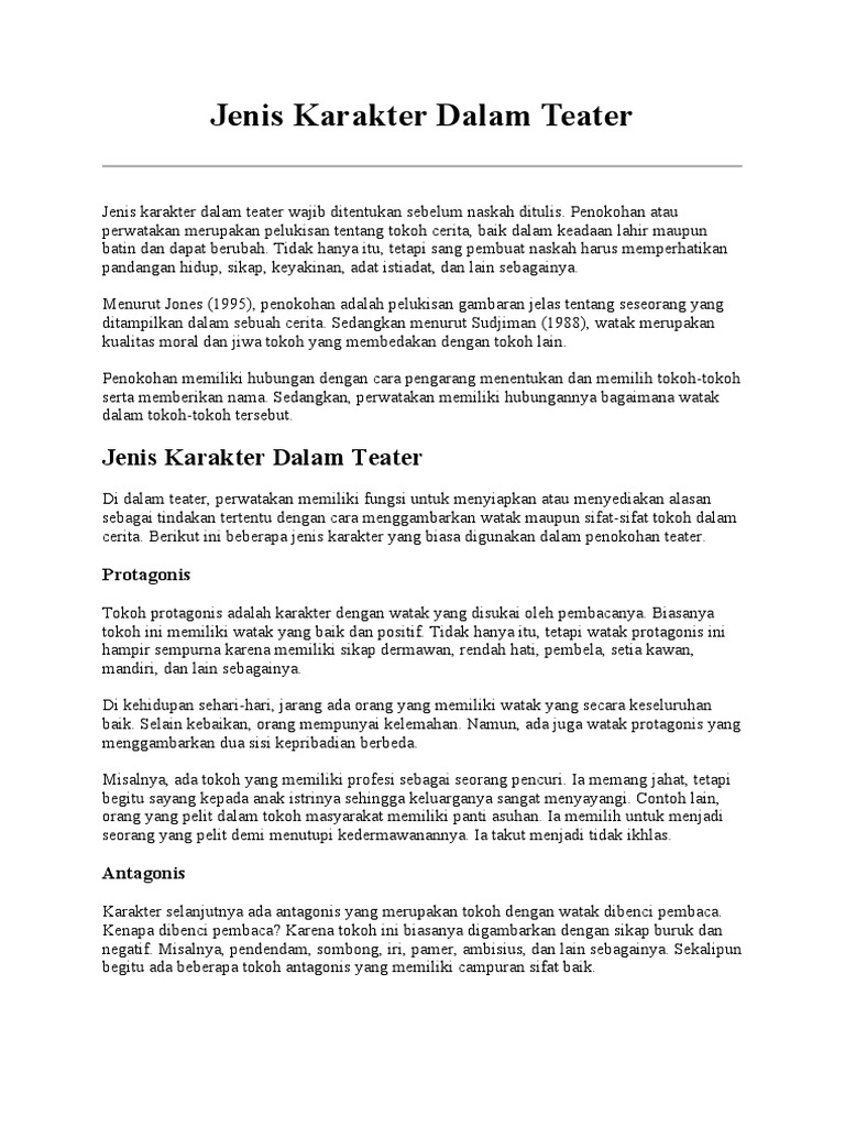 Jenis Karakter Dalam Teater | PDF
