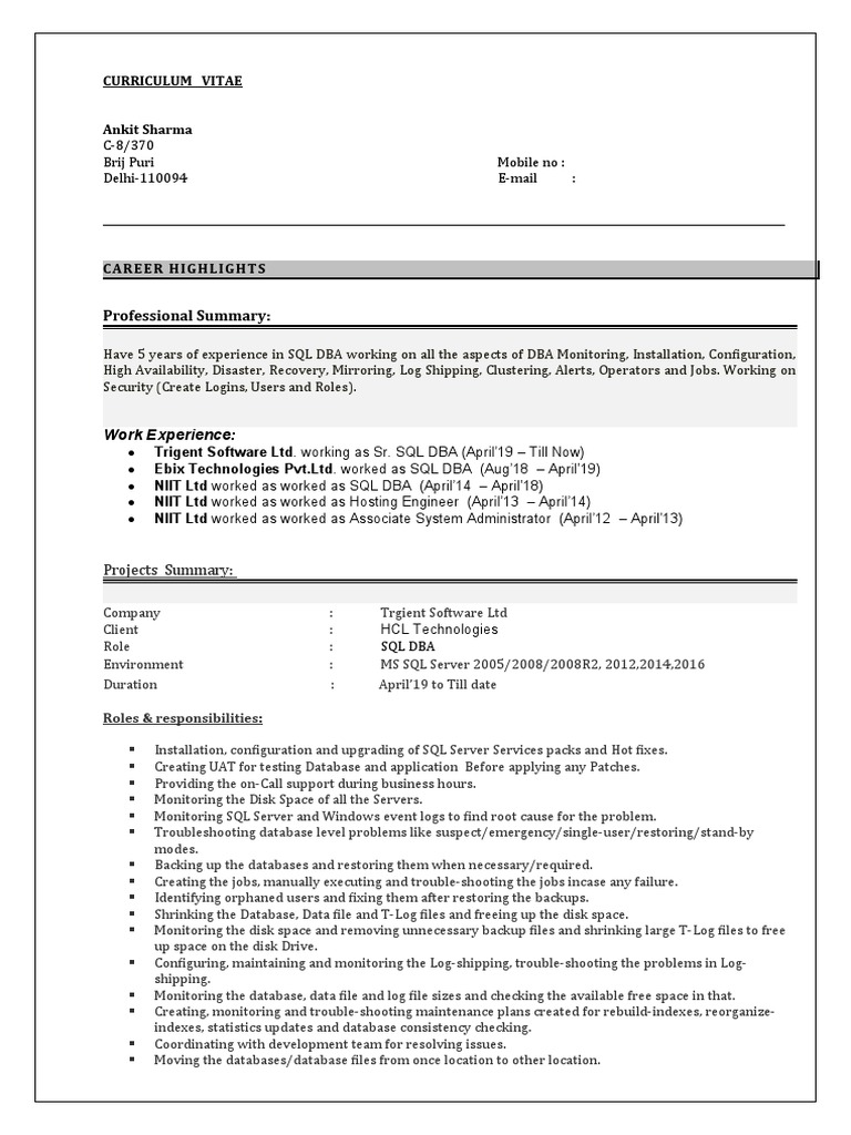 Ankit Resume - Updated-3 | PDF | Databases | Microsoft Sql Server