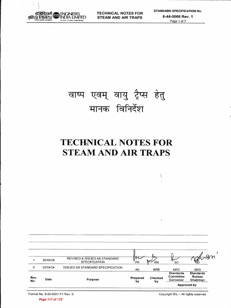 Eil Steam Trap Standered | PDF | Pipe (Fluid Conveyance) | Specification (Technical Standard)
