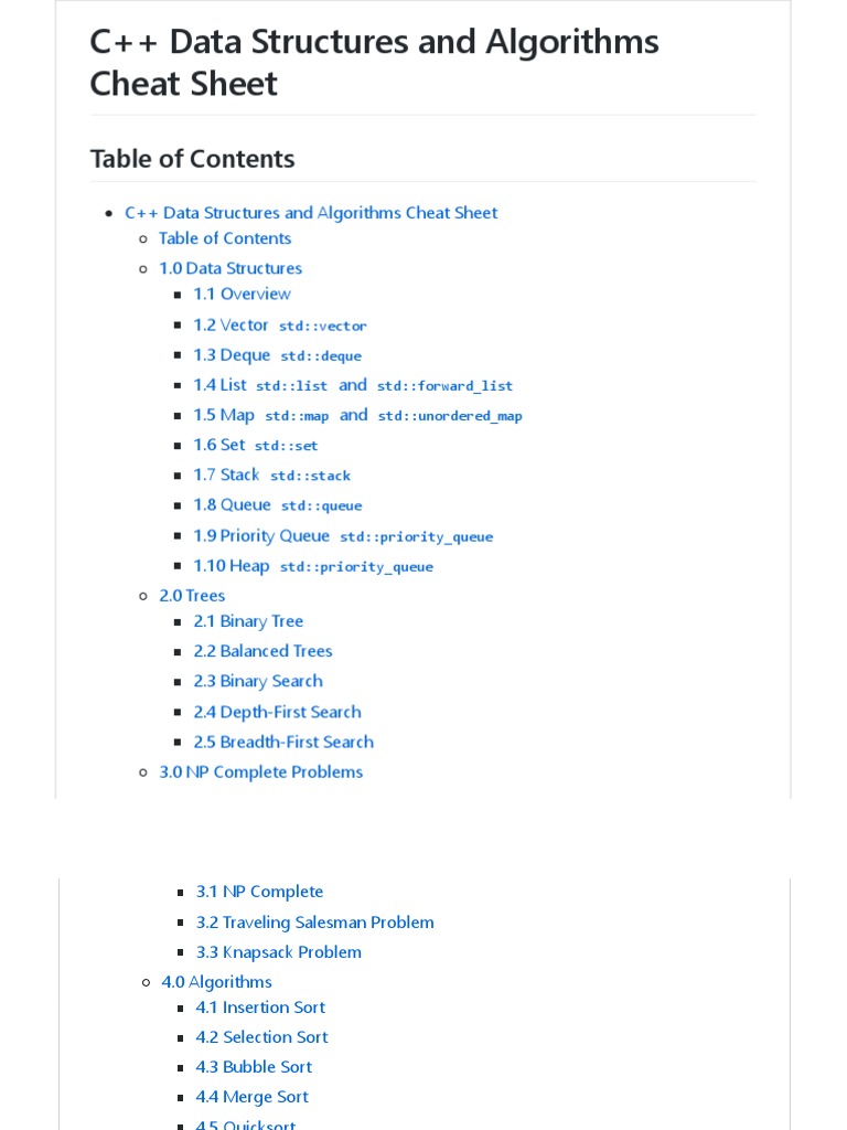 DSA Cheat Sheet | PDF | Array Data Structure | Computer Science