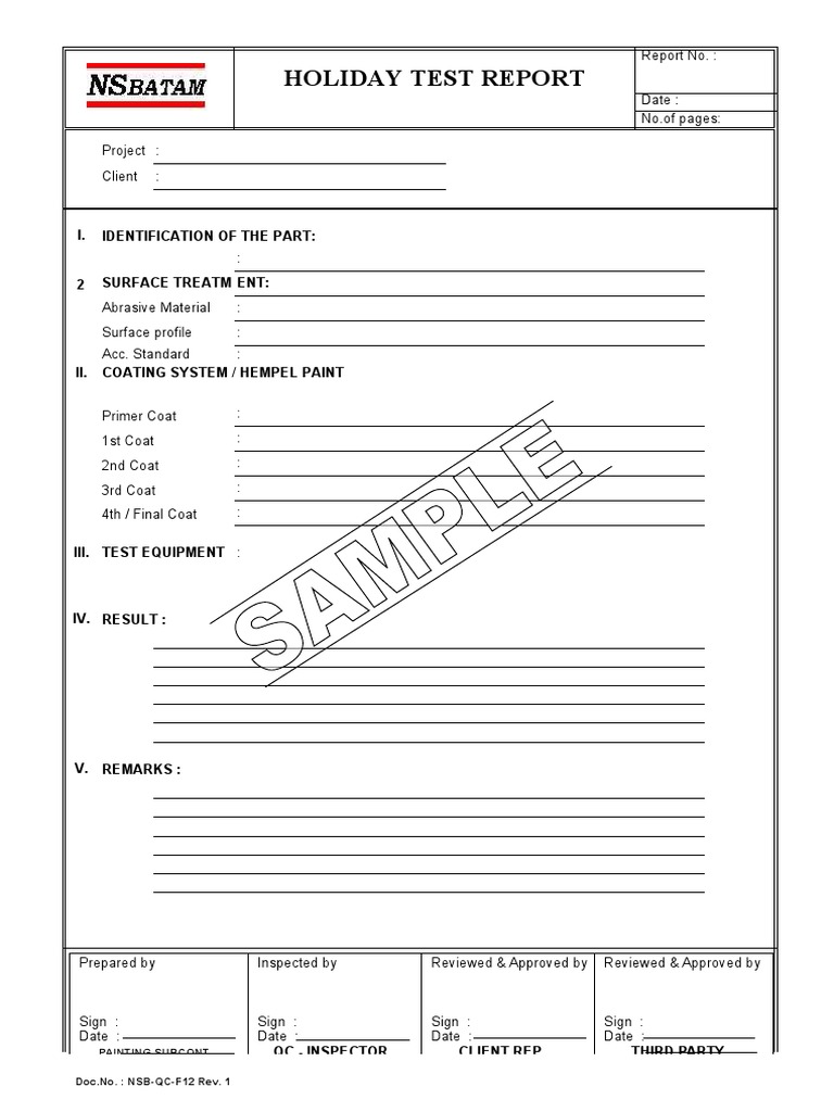 NSB-QC-F12 - Holiday Test Report | PDF