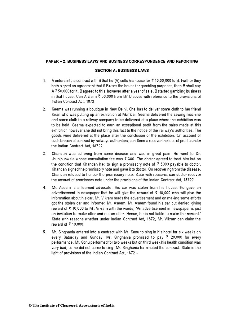 Paper - 2: Business Laws and Business Correspondence and Reporting ...